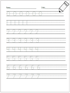 Number Tracing Worksheet – Cookies & Racecars