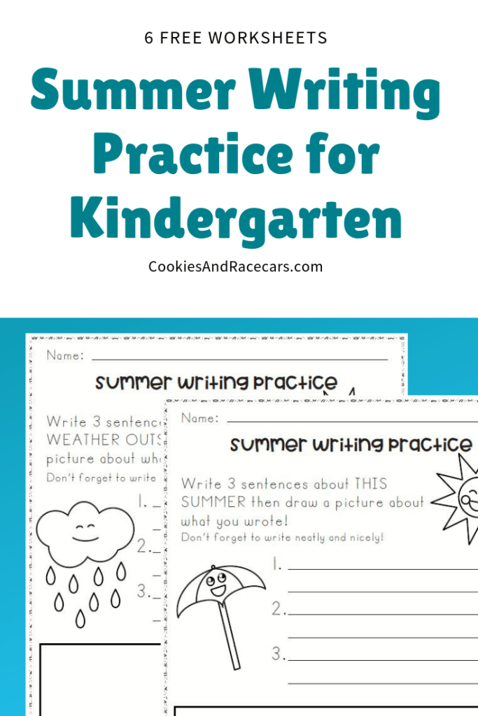 Summer Writing Practice Worksheets for Kindergarten – Cookies & Racecars
